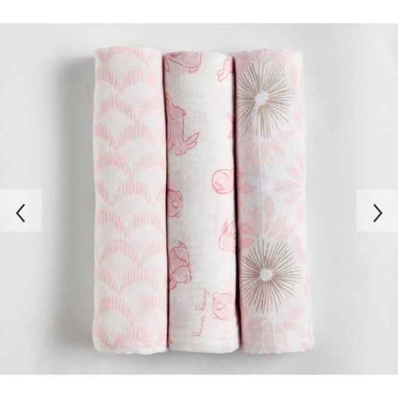 Pottery Barn Kids | Other | Bunny Organic Muslin Swaddle Set Pottery ...
